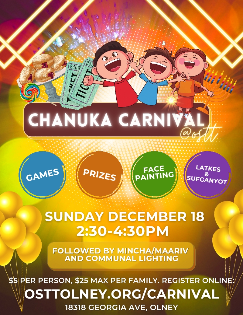 Mini-Scroll & Chanukah Carnival – December 17th, 2022 | OSTT Olney